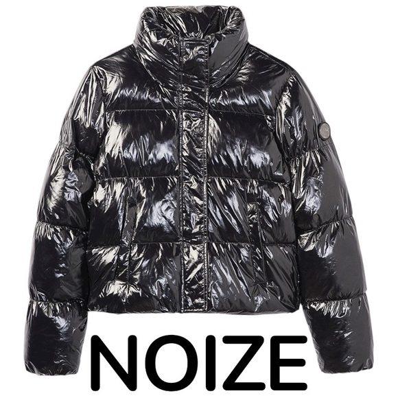 Noize | Jackets & Coats | Noize Coco Crop Puffer Gloss Black Womens ...